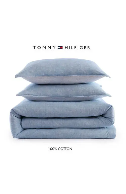 Tommy Hilfiger Classic Texture Cotton Percale Comforter & Shams Set - Mediumblue