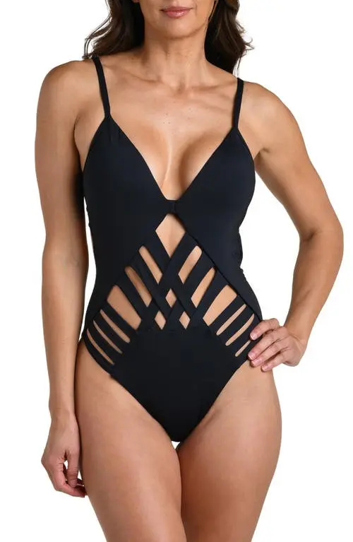 La Blanca Island Goddess Cutout Monokini One-piece Swimsuit - Black