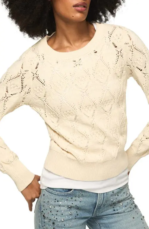 Lucky Brand Open Stitch Crewneck Sweater - Tofu