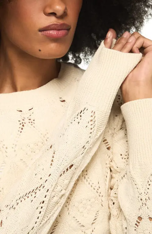 Lucky Brand Open Stitch Crewneck Sweater - Tofu
