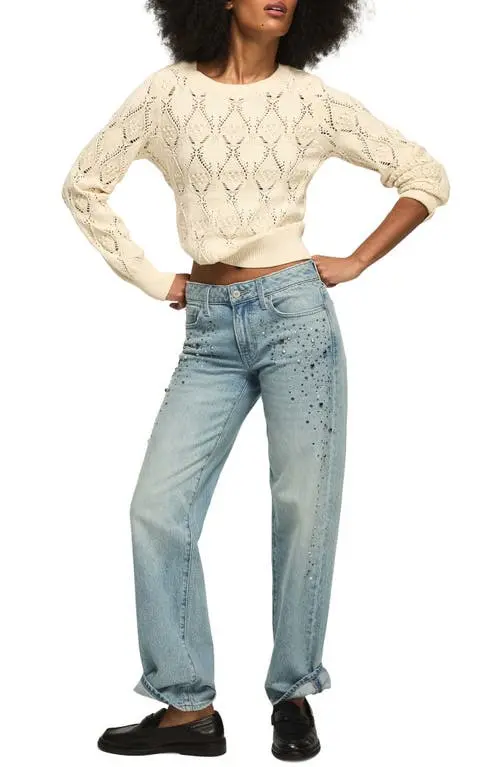 Lucky Brand Open Stitch Crewneck Sweater - Tofu