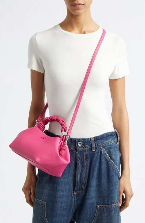 GANNI Small Grained Faux Leather Top Handle Bag - Cabaret