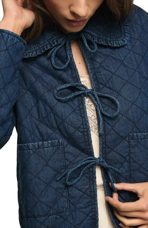 Lucky Brand Quilted Peter Pan Collar Denim Jacket