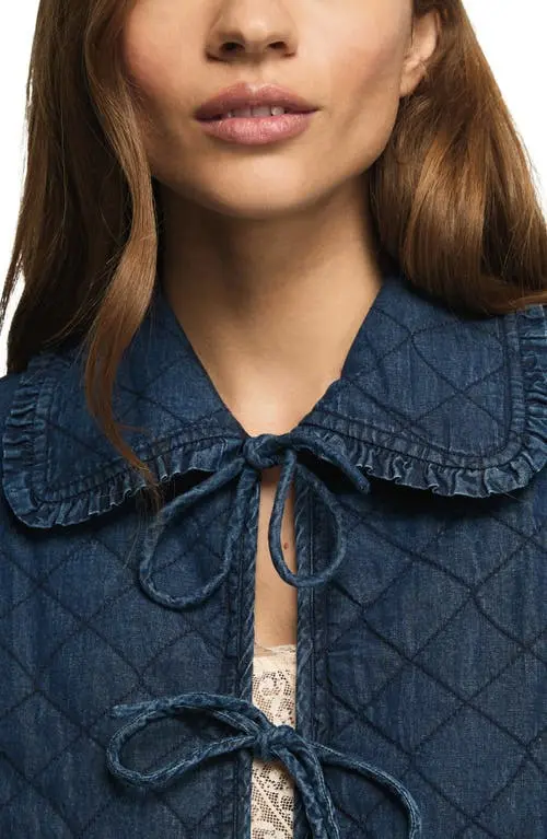 Lucky Brand Quilted Peter Pan Collar Denim Jacket