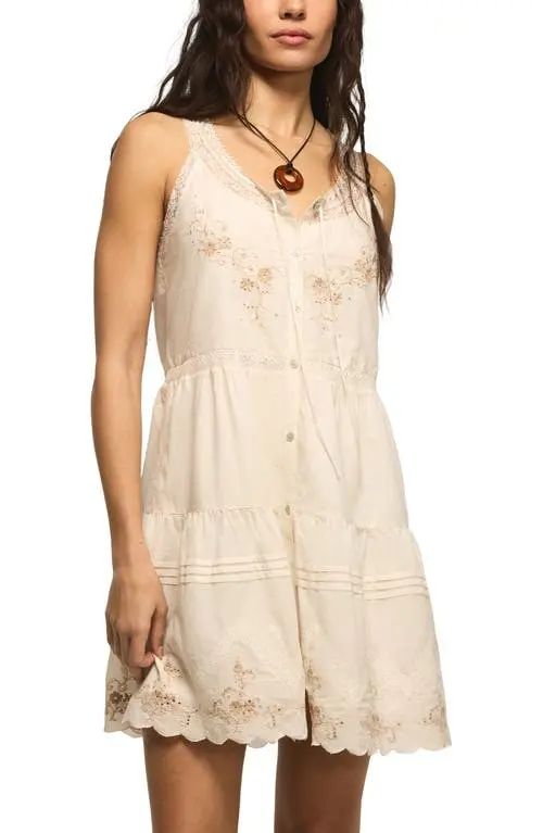 Lucky Brand Embroidered Drop Waist Minidress - Blush