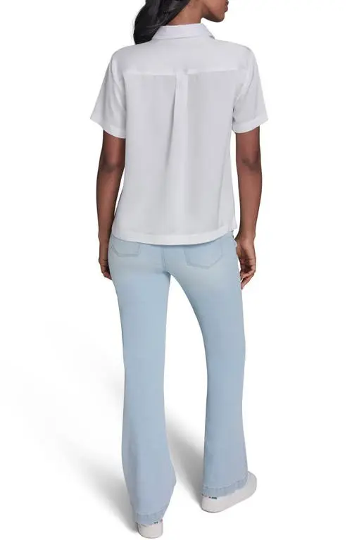 Karl Lagerfeld Paris Floral Placement Crepe Button-up Shirt