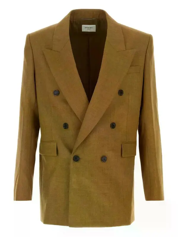Saint Laurent Double-breasted Wool Blazer - Brown