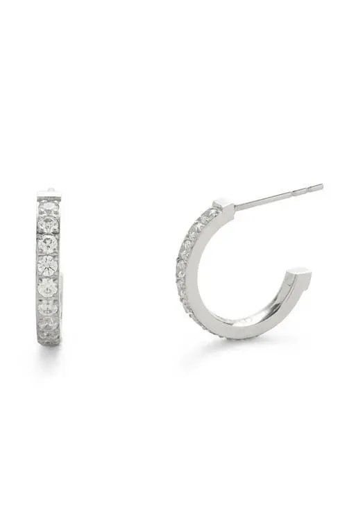 BROOK & YORK Polished Stainless Steel & Cubic Zirconia Hoop Earrings - Silver