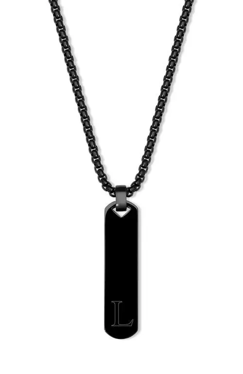 BROOK & YORK Engravable Initial Vertical Bar Necklace - Black L