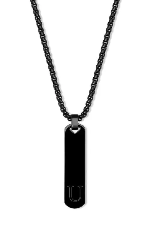 BROOK & YORK Engravable Initial Vertical Bar Necklace - Black U
