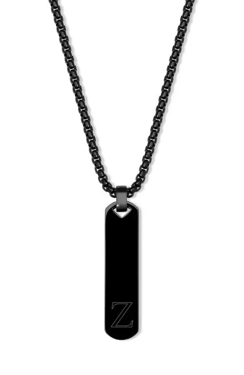 BROOK & YORK Engravable Initial Vertical Bar Necklace - Black Z