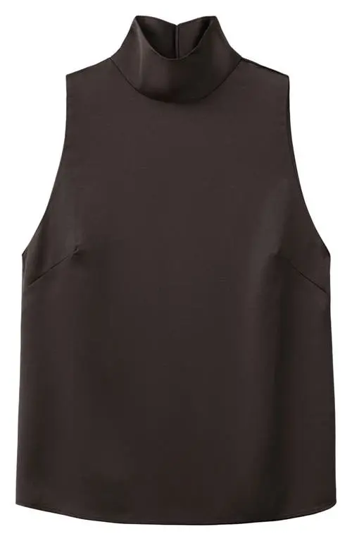 Mango Sleeveless Satin Mock Neck Top