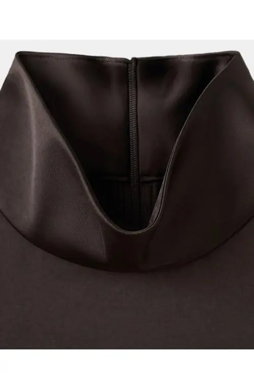 Mango Sleeveless Satin Mock Neck Top