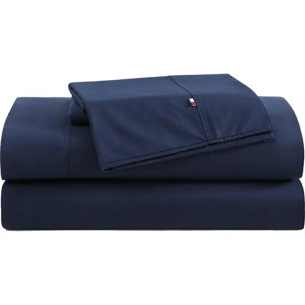 Tommy Hilfiger Cotton Percale Sheet Set - Navy