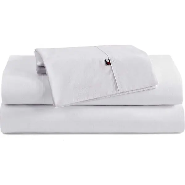 Tommy Hilfiger Cotton Percal Sheet Set - White