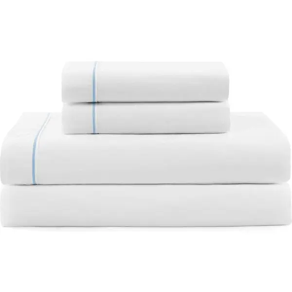 Tommy Hilfiger Cotton Percale Sheet Set - White/blue
