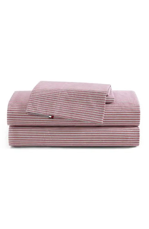Tommy Hilfiger Highland Ticking Stripe Sheet Set - Red