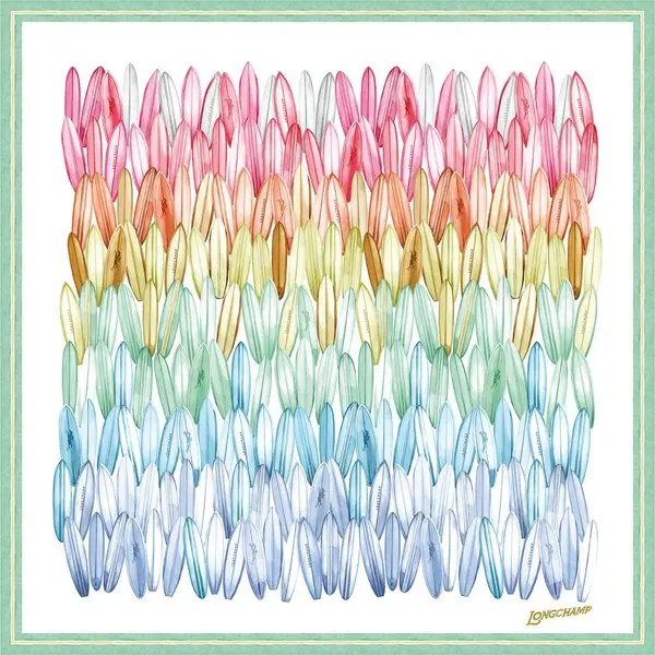 Longchamp Surfboard Silk Square Scarf - Rainbow Multi