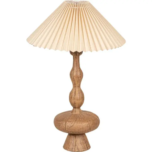 OLIVE GROVE Table Lamp With Pleated Shade - Brown