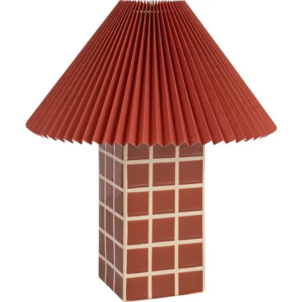 OLIVE GROVE Table Lamp With Pleated Shade - Red