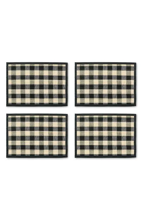MACKENZIE-CHILDS Woven Check Set Of 4 Straw Placemats - Black