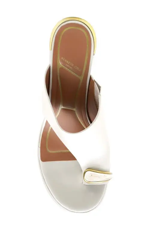 KENNETH COLE Syndika Platform Slide Sandal - Ecru Leather