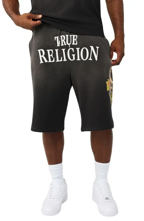 True Religion Relaxed Fit Sweat Shorts - Jet Black