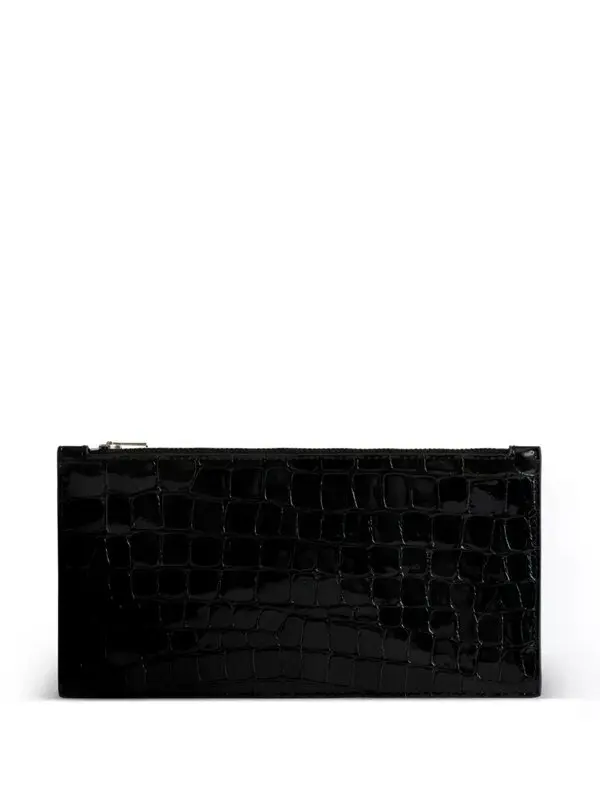 YU MEI Hannah Crocodile-embossed Leather Pouch - Black