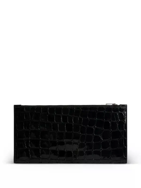 YU MEI Hannah Crocodile-embossed Leather Pouch