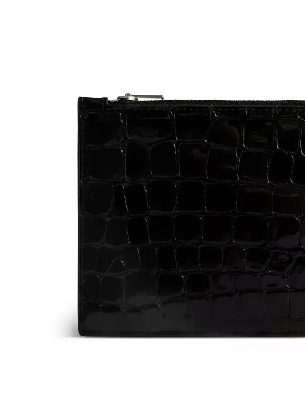 YU MEI Hannah Crocodile-embossed Leather Pouch