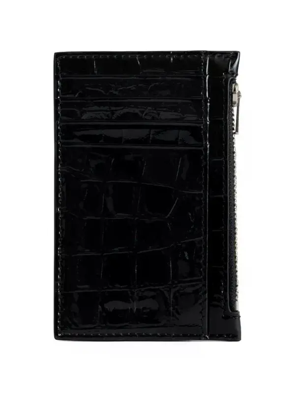 YU MEI Frank Crocodile-embossed Leather Cardholder - Black