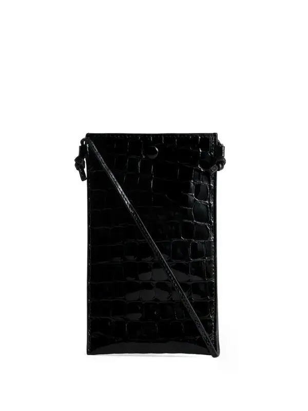 YU MEI Crocodile-embossed Leather Crossbody Bag - Black