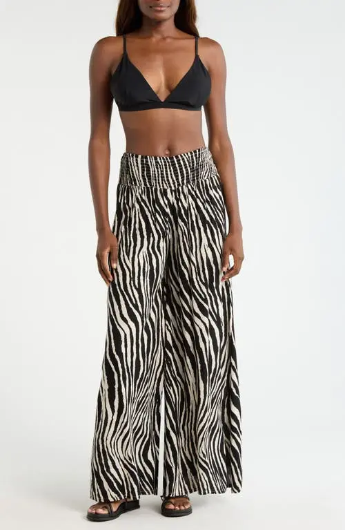 Elan Printed Palazzo Pants - Black Zebra