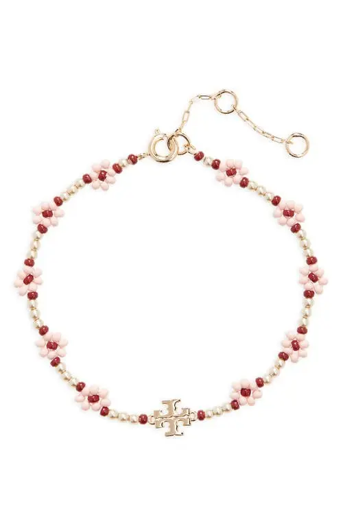 Tory Burch Curiosity Faux Pearl Flower Bracelet - Light Pink