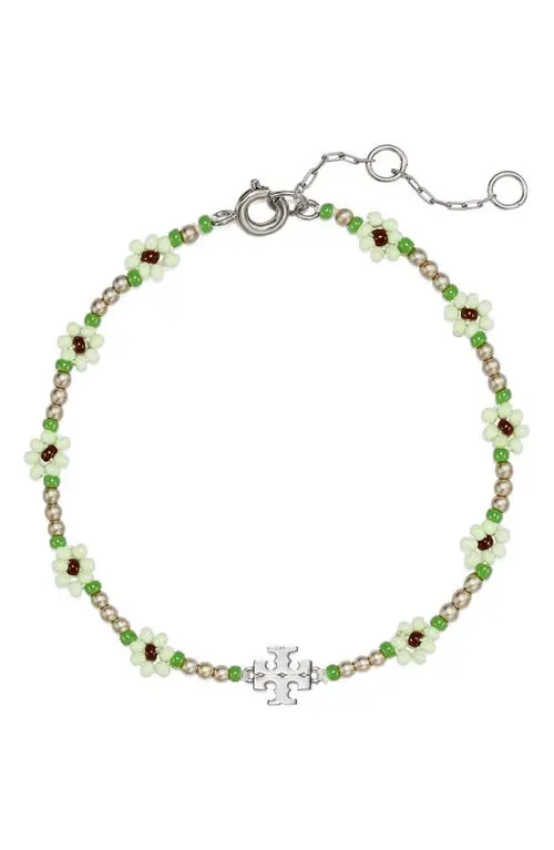 Tory Burch Curiosity Faux Pearl Flower Bracelet - Mint