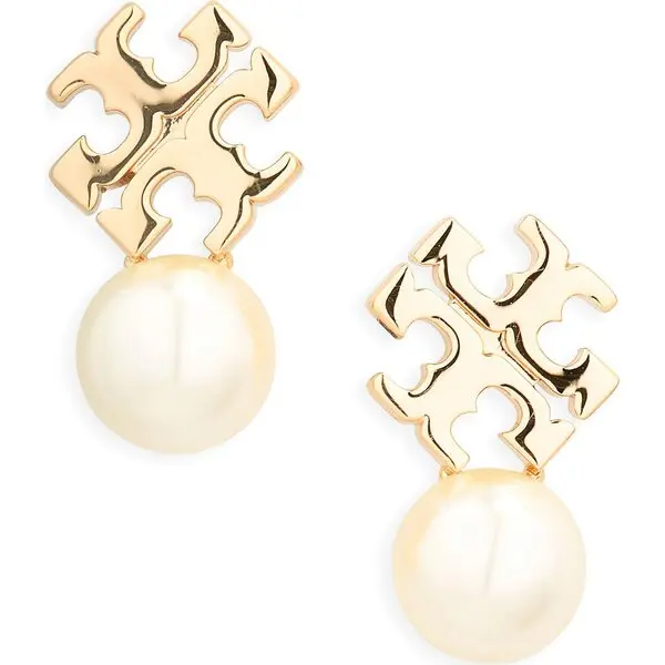 Tory Burch Moondance Faux Pearl & Icon Stud Earrings - Tory Gold/pearl