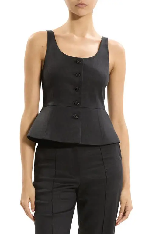 Theory Linen-blend Button-detailed Vest - Black