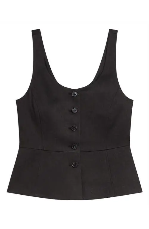 Theory Linen-blend Button-detailed Vest - Black