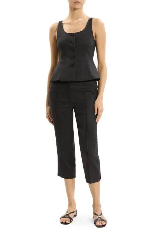 Theory Linen-blend Button-detailed Vest - Black