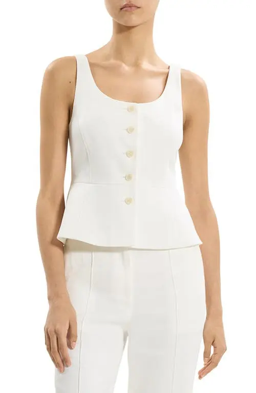Theory Linen-blend Button-detailed Vest - Ivory