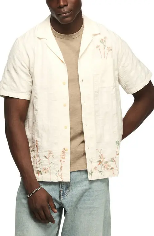 Lucky Brand Embroidered Cotton Camp Shirt