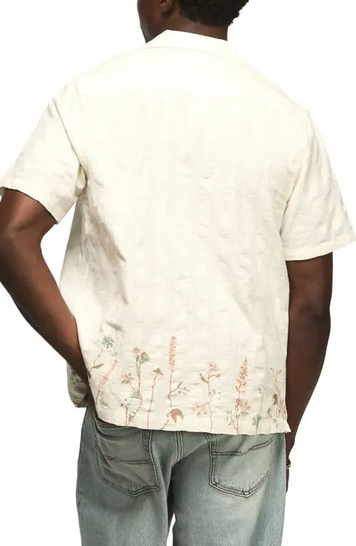 Lucky Brand Embroidered Cotton Camp Shirt