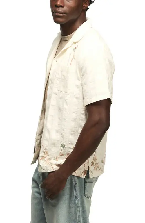 Lucky Brand Embroidered Cotton Camp Shirt