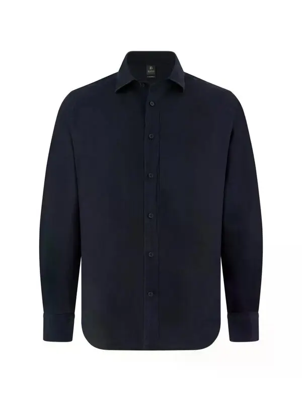 Boggi Milano Garment-washed Linen Shirt - Blue