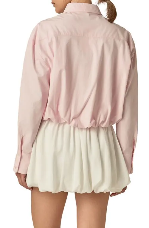 English Factory Long Sleeve Bubble Hem Button-up Shirt