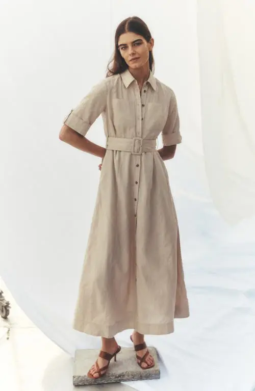 Boden Linen Blend Shirt Dress