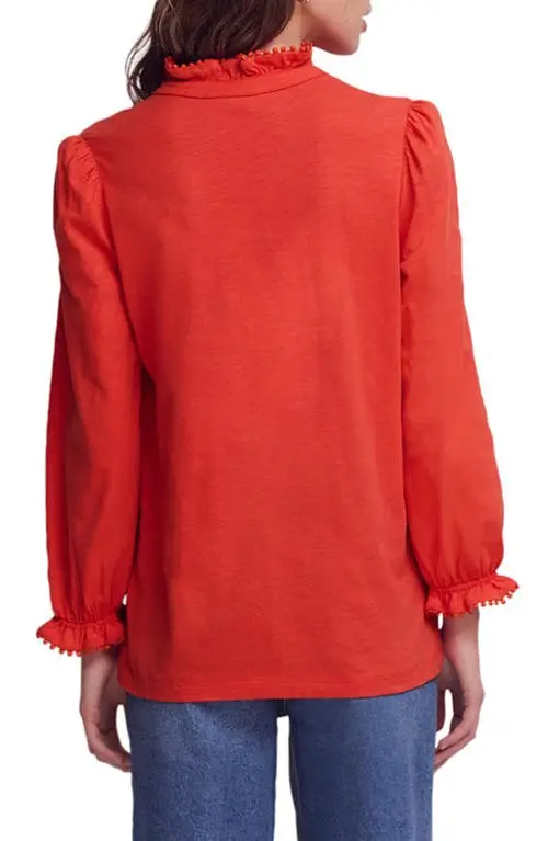 Boden Emily Pom Detail Ruffle Shirt