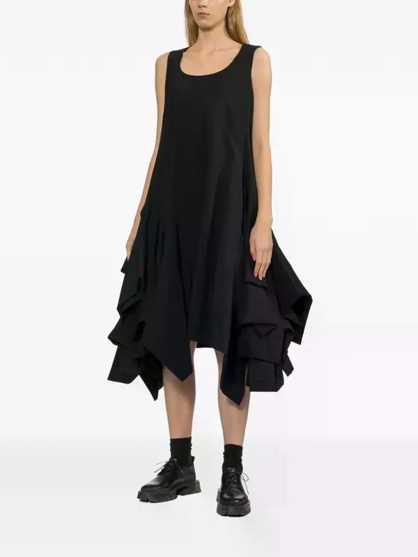 Comme Des Garçons Asymmetrical Ruffle Midi Dress