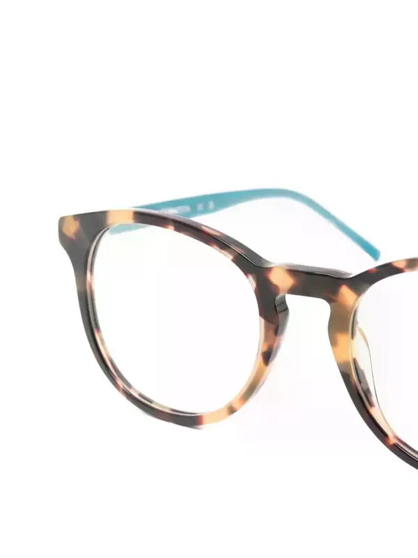 BENETTON Tortoiseshell-effect Round-frame Eyeglasses