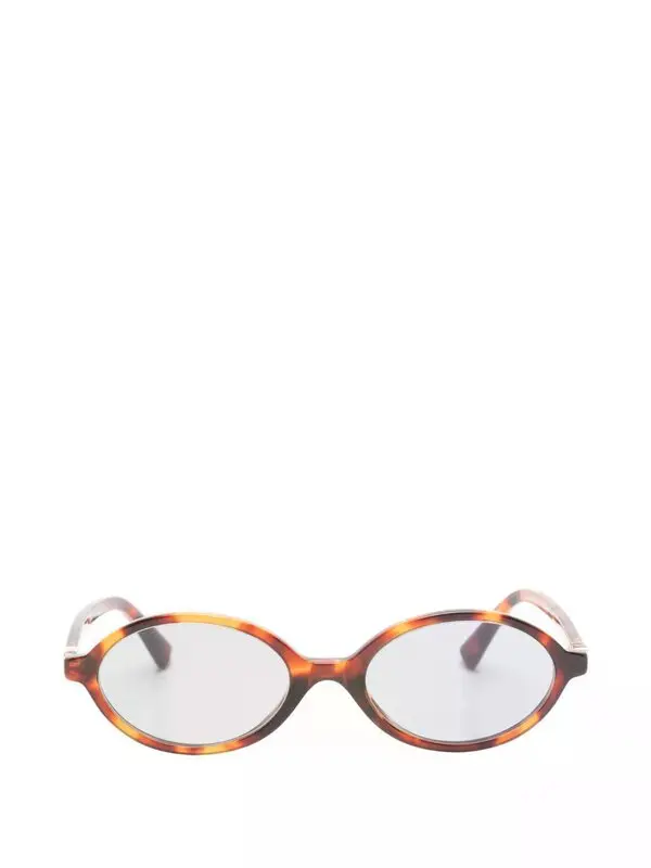 Miu Miu Tortoiseshell-effect Oval-frame Sunglasses - Brown